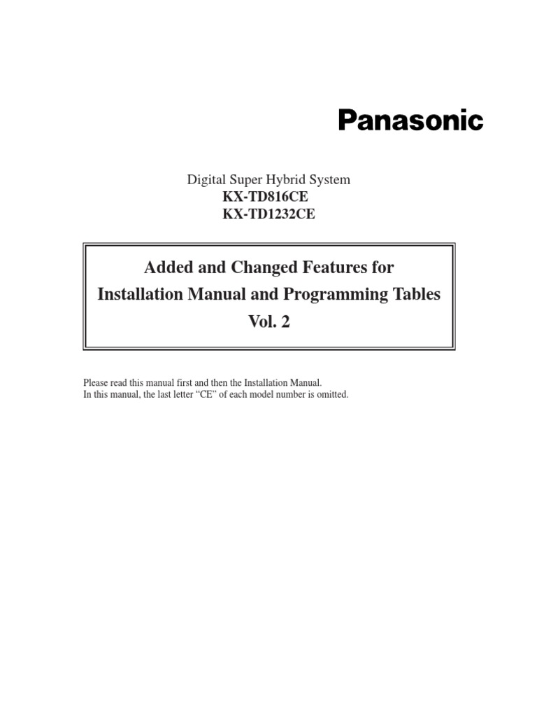 Added and Changed Features For Installation Manual and Programming ...