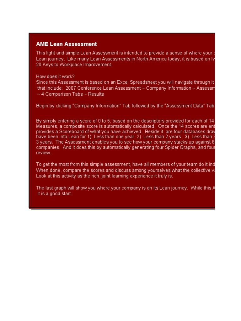 AME Lean Assessment | PDF | Supply Chain | Lean Manufacturing