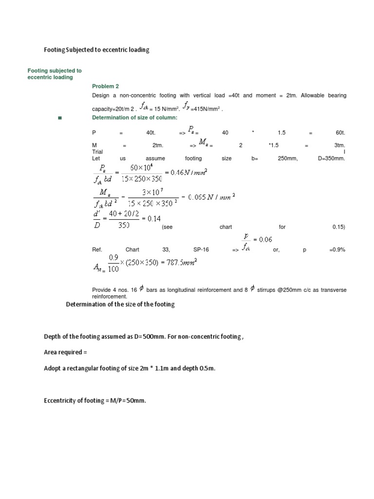 Footing Subjected To Eccentric Loading | PDF | Beam (Structure) | Bending
