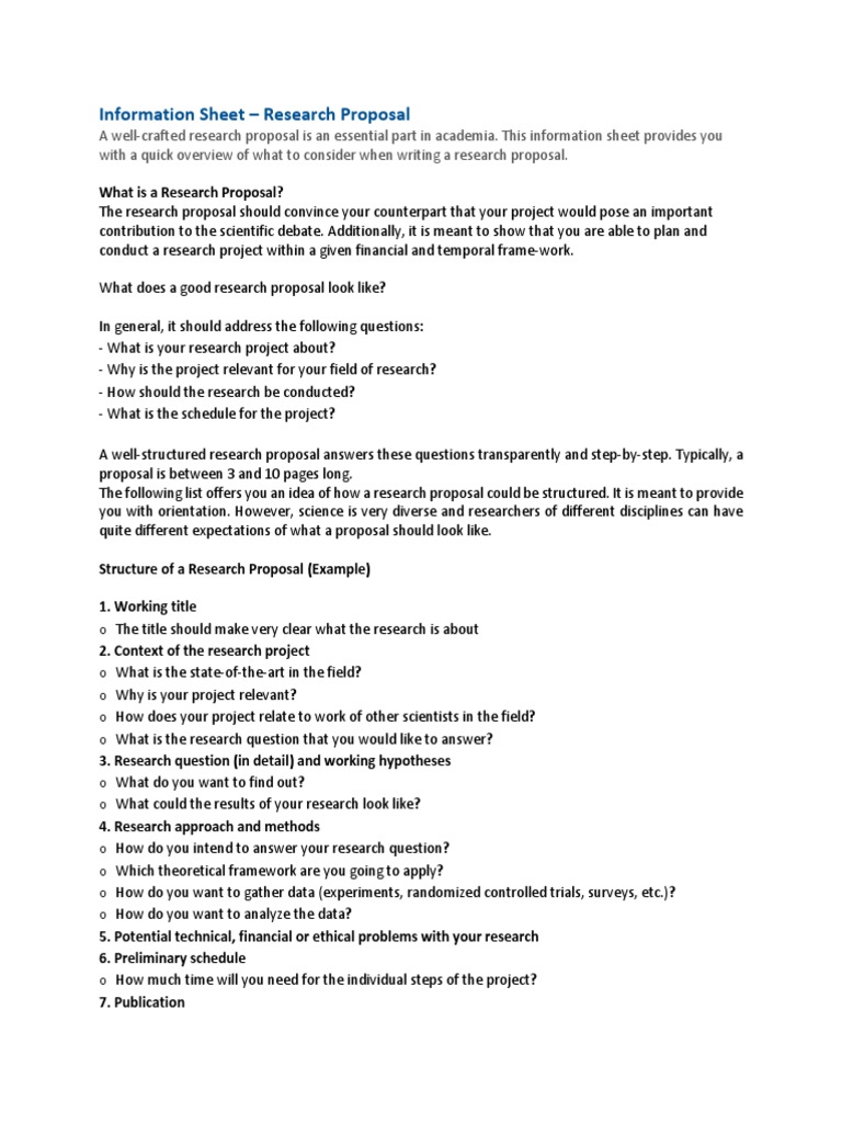 Information Sheet - Research Proposal | PDF