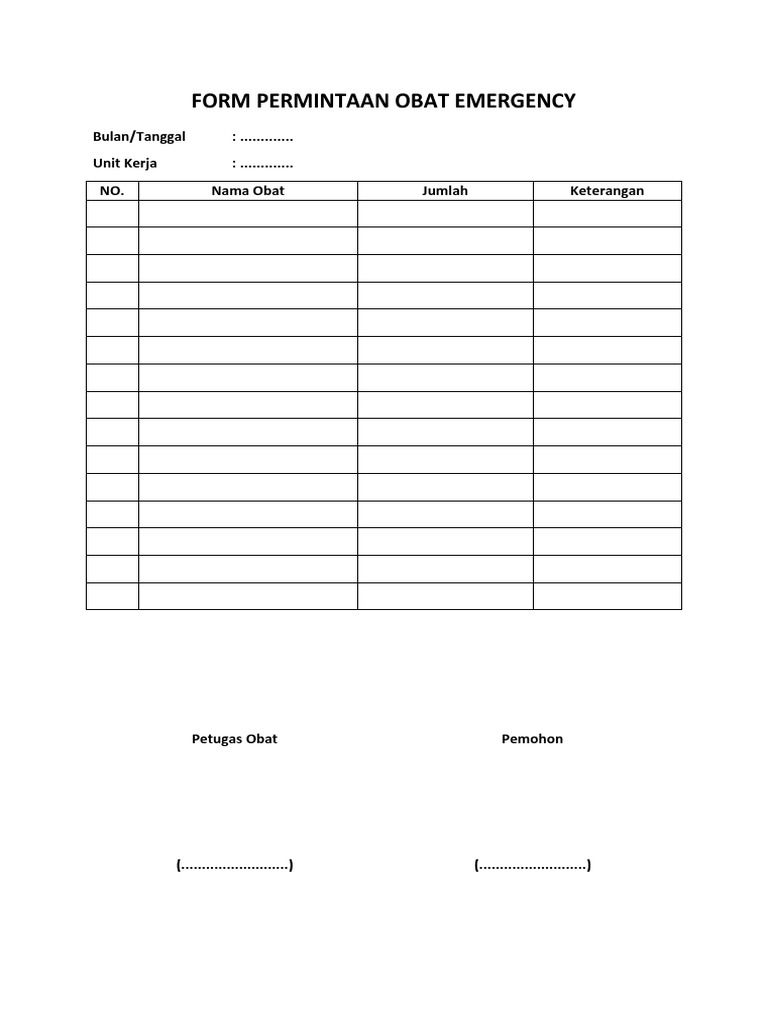 Form Permintaan Obat Emergency | PDF