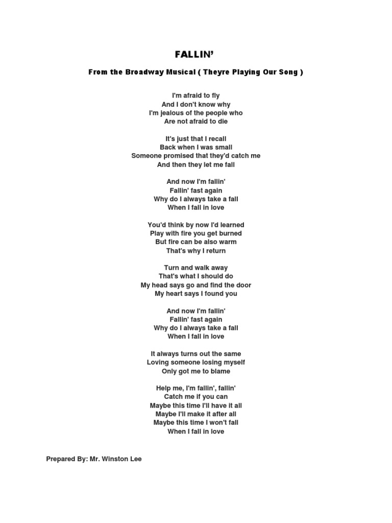 Fallin' - Lyrics from Epic Musical | PDF