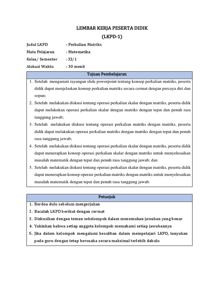 LKPD Matriks | PDF
