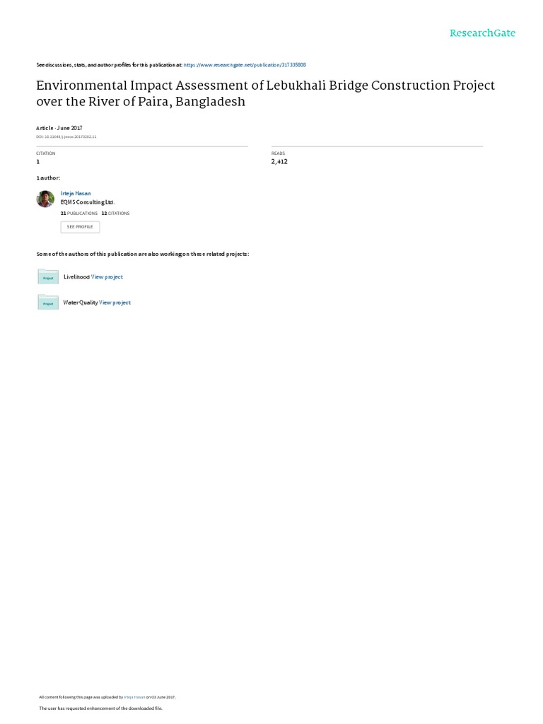 Environmental Impact Assessment of Lebukhali Bridge Construction ...