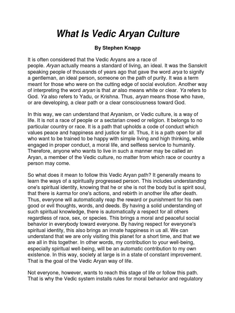 What Is Vedic Aryan Culture | PDF | God | Soul