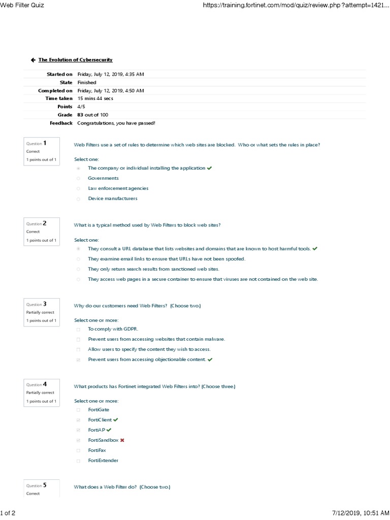 The Evolution of Cybersecurity - Web Filter Quiz | PDF | World Wide Web ...
