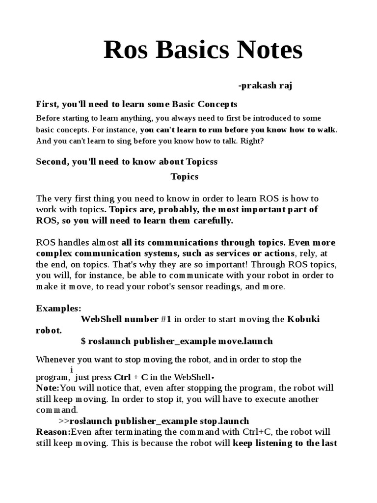 Ros Notes - Odt | PDF | C++ | Computer File