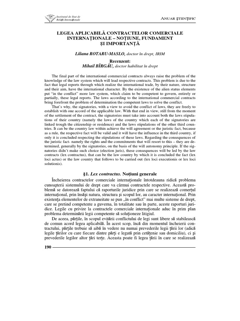 Lex Contractus - The Applicable Law in International Commercial Contracts | PDF | Legal Concepts ...