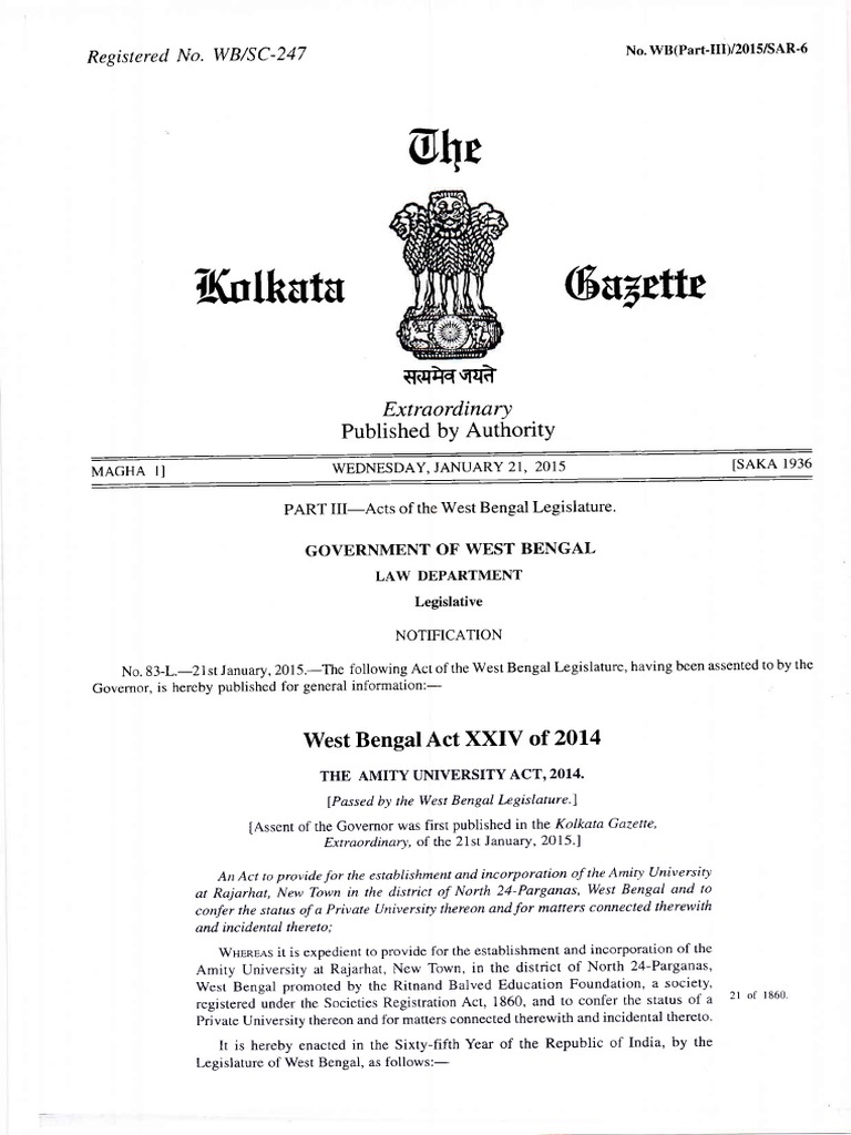 Amity University Act 2014 PDF | PDF | University | Academic Degree