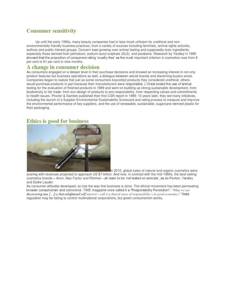 Consumer Sensitivity | PDF | Cosmetics | Consumerism