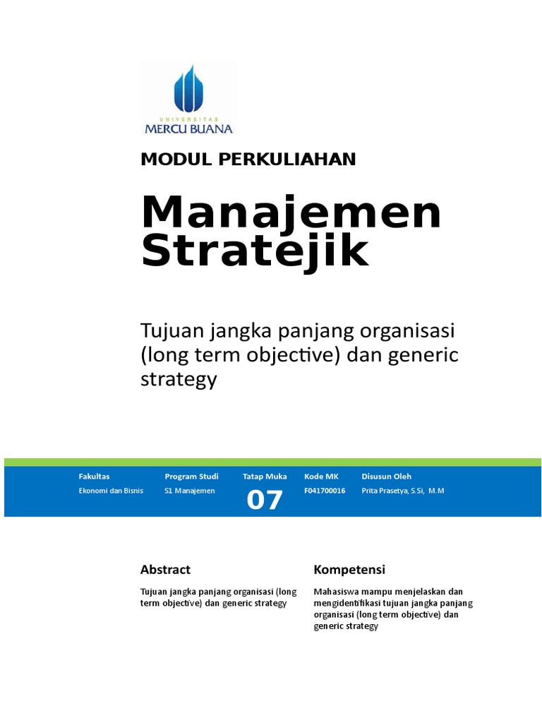 Modul Manajemen Stratejik (TM7) | PDF