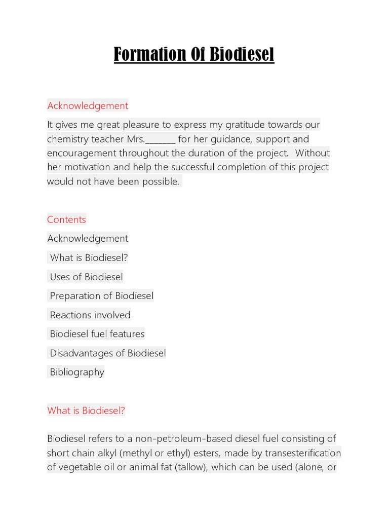 Formation of Biodiesel | PDF | Biodiesel | Diesel Fuel
