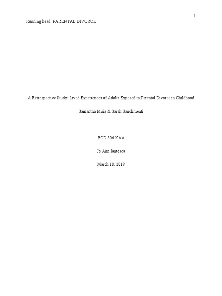 Adult Experiences of Parental Divorce | PDF | Divorce | Social Support