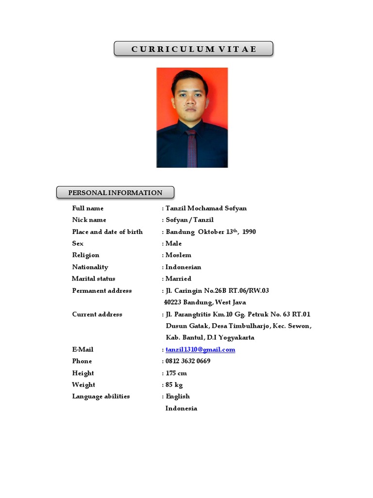 CV Tanzil Moch Sofyan PDF | PDF | Indonesia | Business