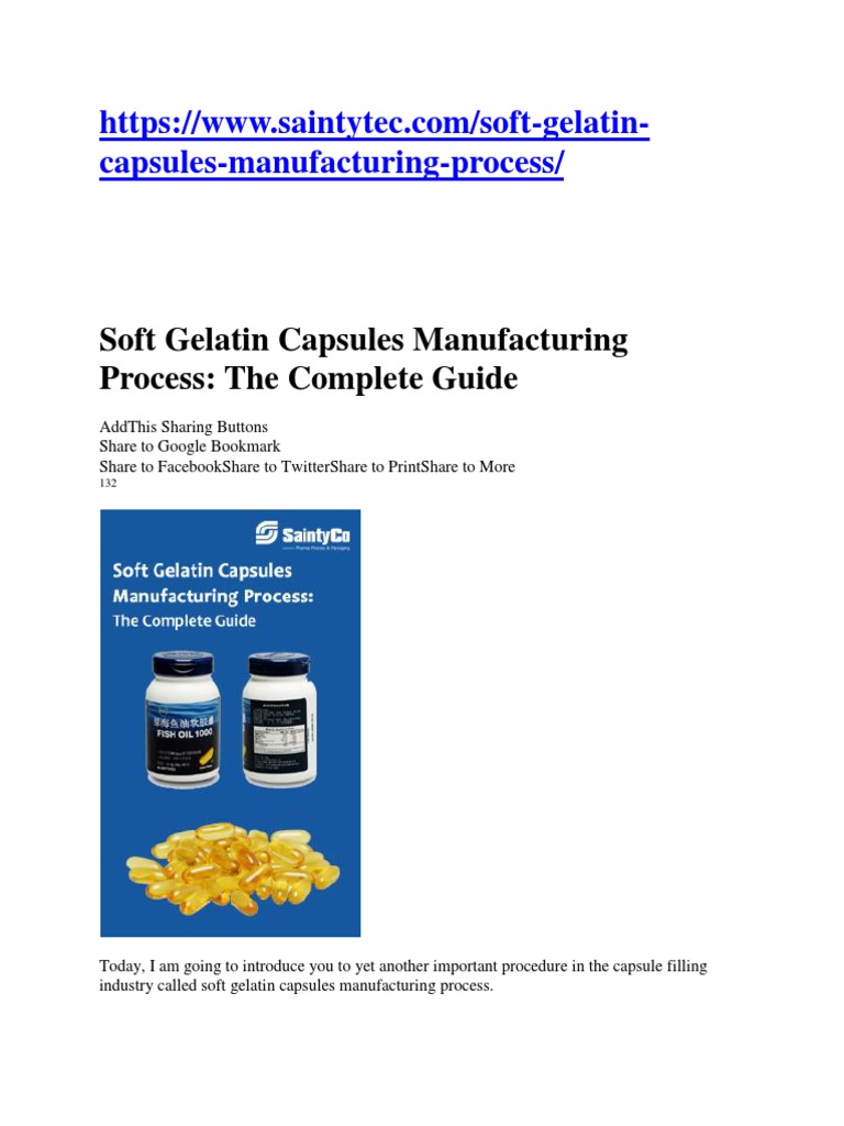 Manufacturing Process For Soft Gelatin Capsules | PDF | Gelatin ...