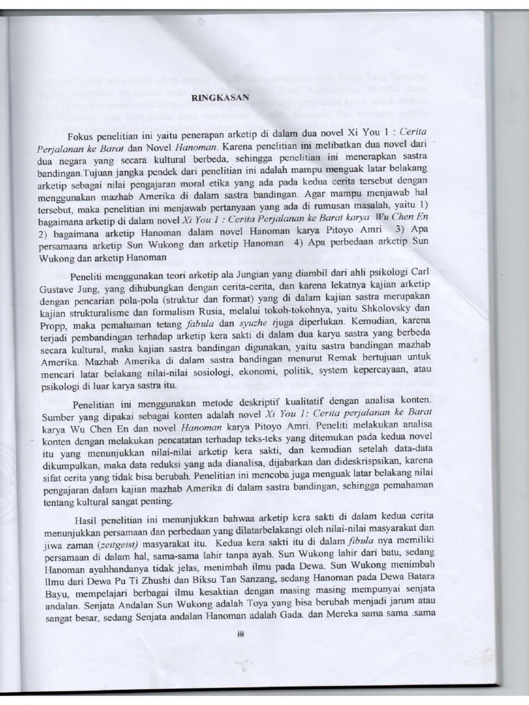 Ringkasan Arketip Dalam Novel XI You 1 PDF | PDF