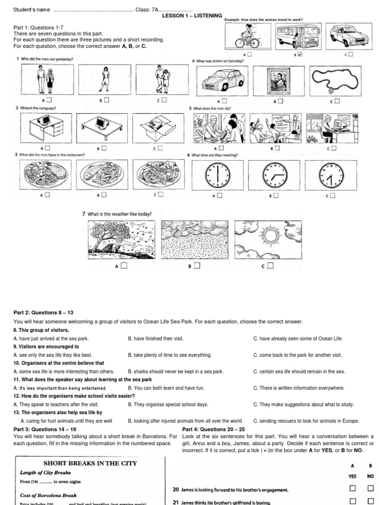 7A L1 Listening | PDF