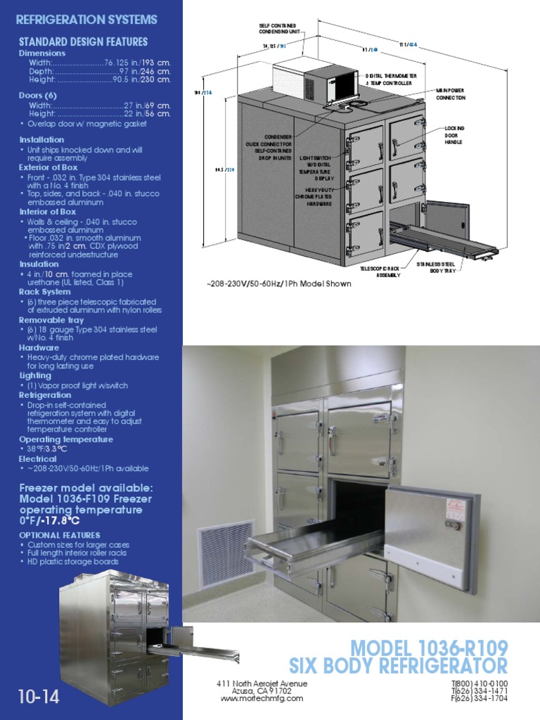 MODEL 1036-R109 Six Body Refrigerator: Standard Design Features | PDF ...