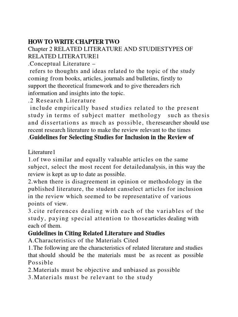 How To Write Chapter Two | PDF