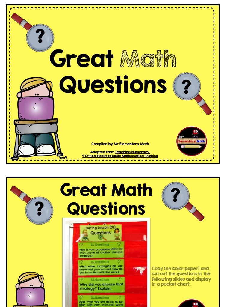 Great Math Questions | PDF | Teaching Mathematics | Cognition
