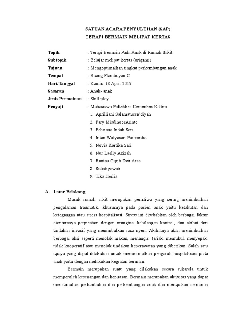 SAP Terapi Bermain Origami | PDF