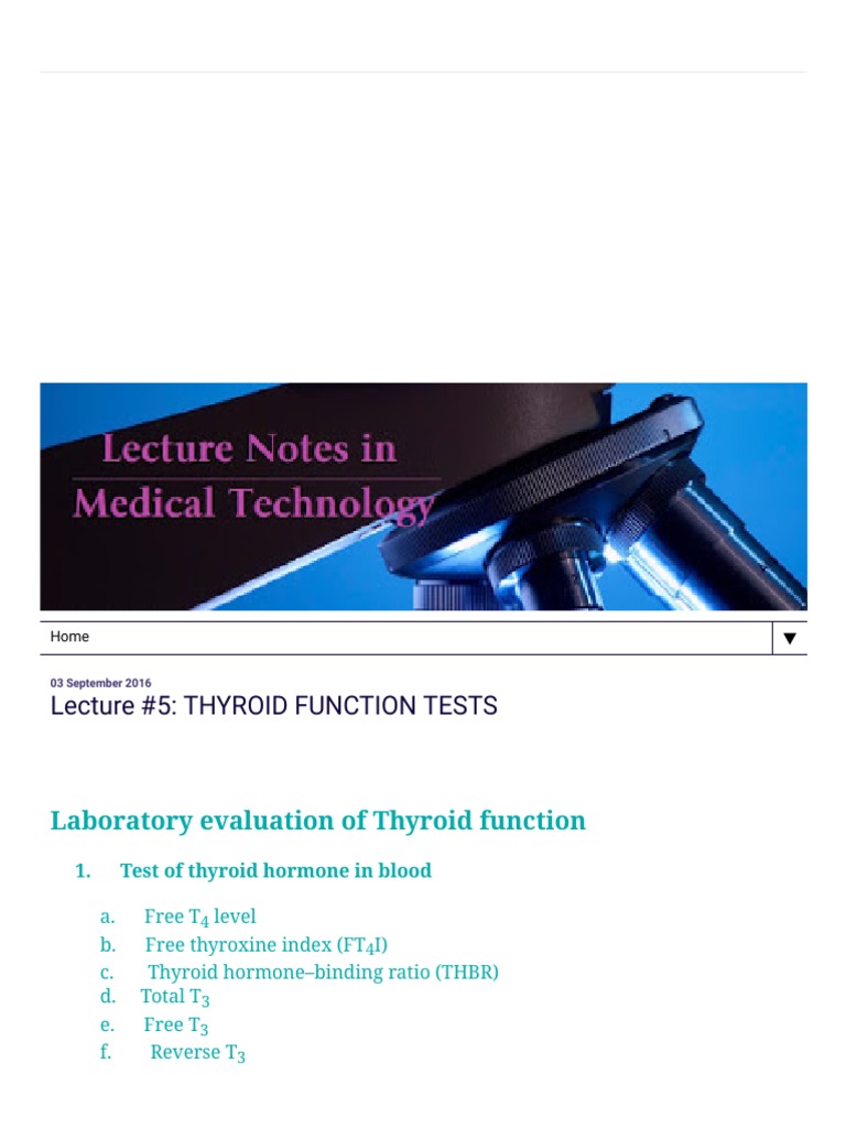 Lecture Notes in Medical Technology - Lecture #5 - THYROID FUNCTION ...