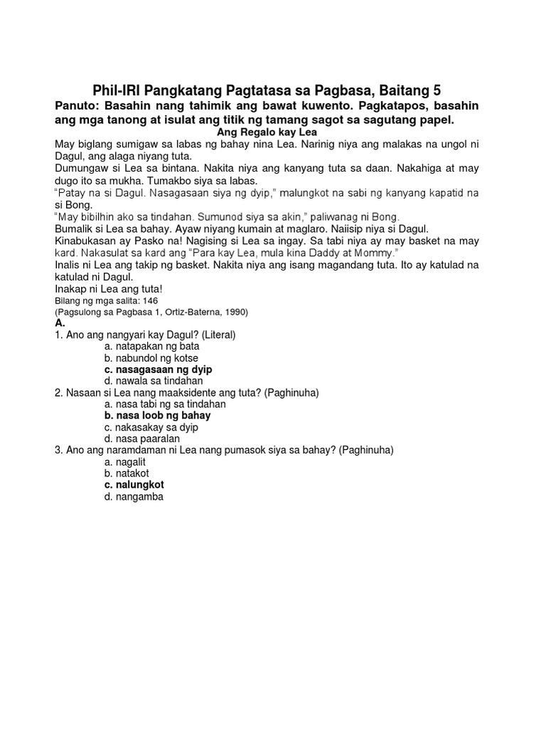 Phil Iri Grade 5 GST | PDF