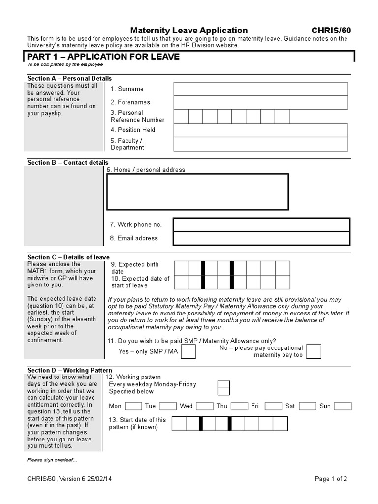 Maternity Leave Form Hpsebl Department | PDF | Parental Leave | Business