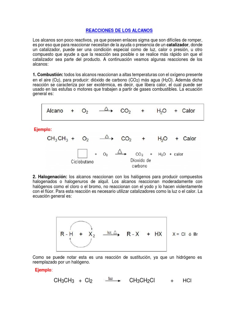 Combustión y reacciones de alcanos | PDF | Termorregulación | Termodinámica