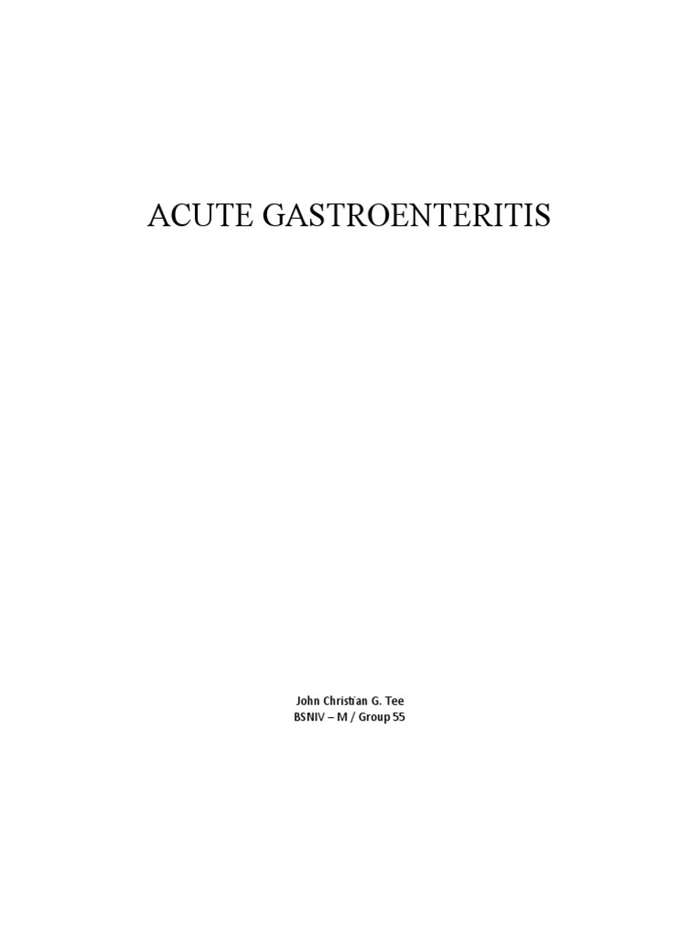Acute Gastroenteritis Overview and Care | PDF