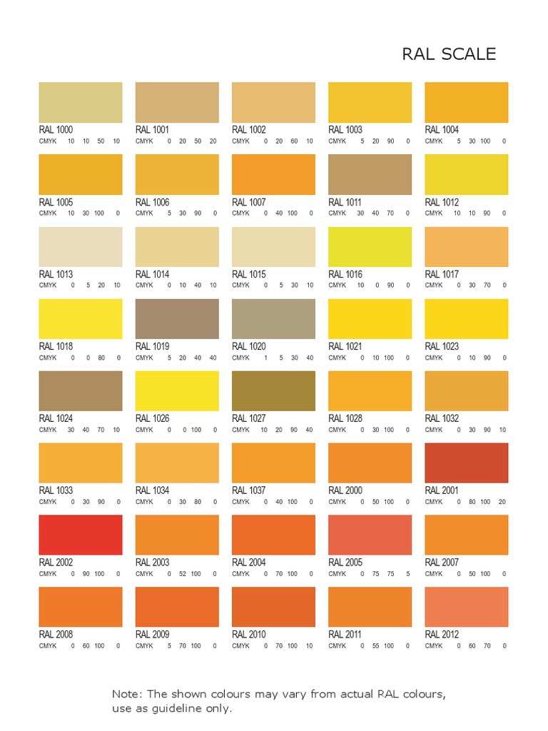 Ral Scale: Use As Guideline Only | PDF | Color | Publishing