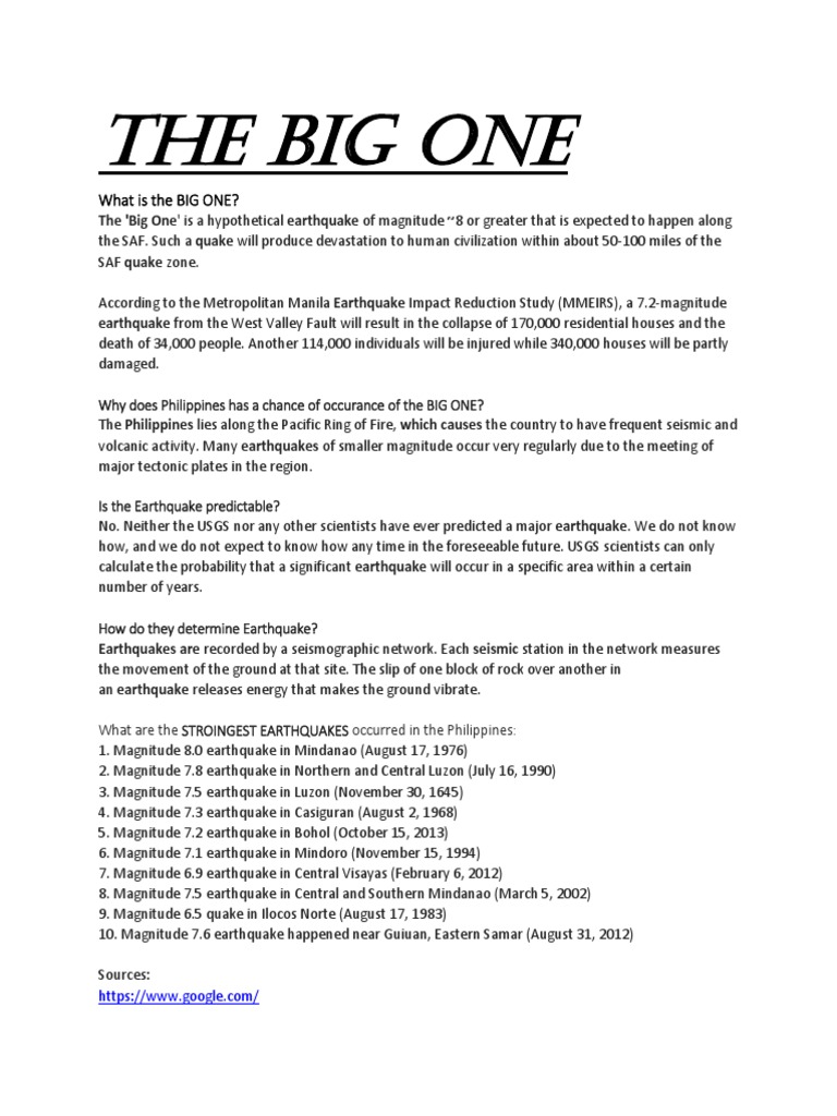 What Is The BIG ONE? | PDF