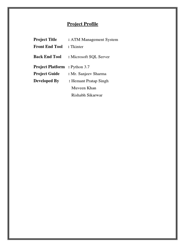 Atm Project | PDF | My Sql | Software Testing