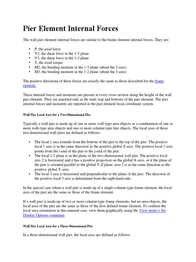Pier Element Internal Forces | PDF | Cartesian Coordinate System ...