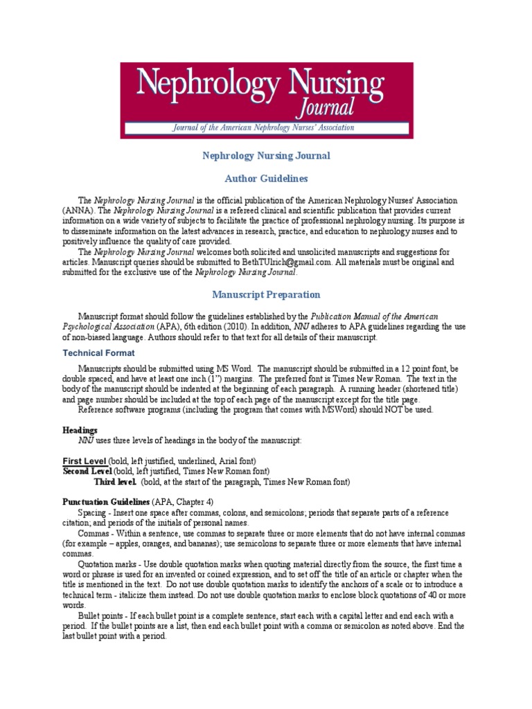 Nephrology Nursing Journal Author Guidelines | PDF | Citation | Plagiarism