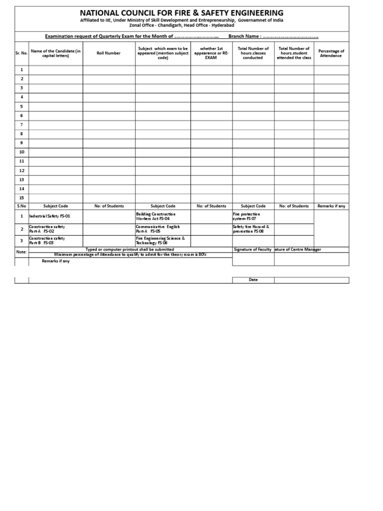 Blank Examination Request Form | PDF | Engineering