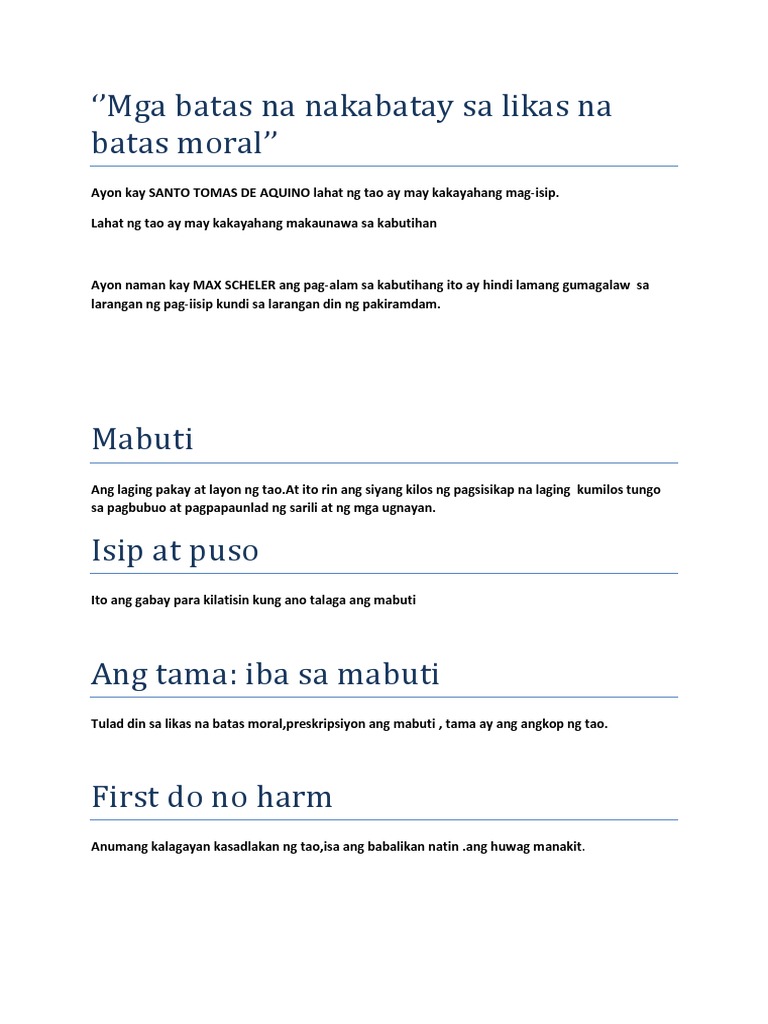 Mga Batas Na Nakabatay Sa Likas Na Batas Moral | PDF
