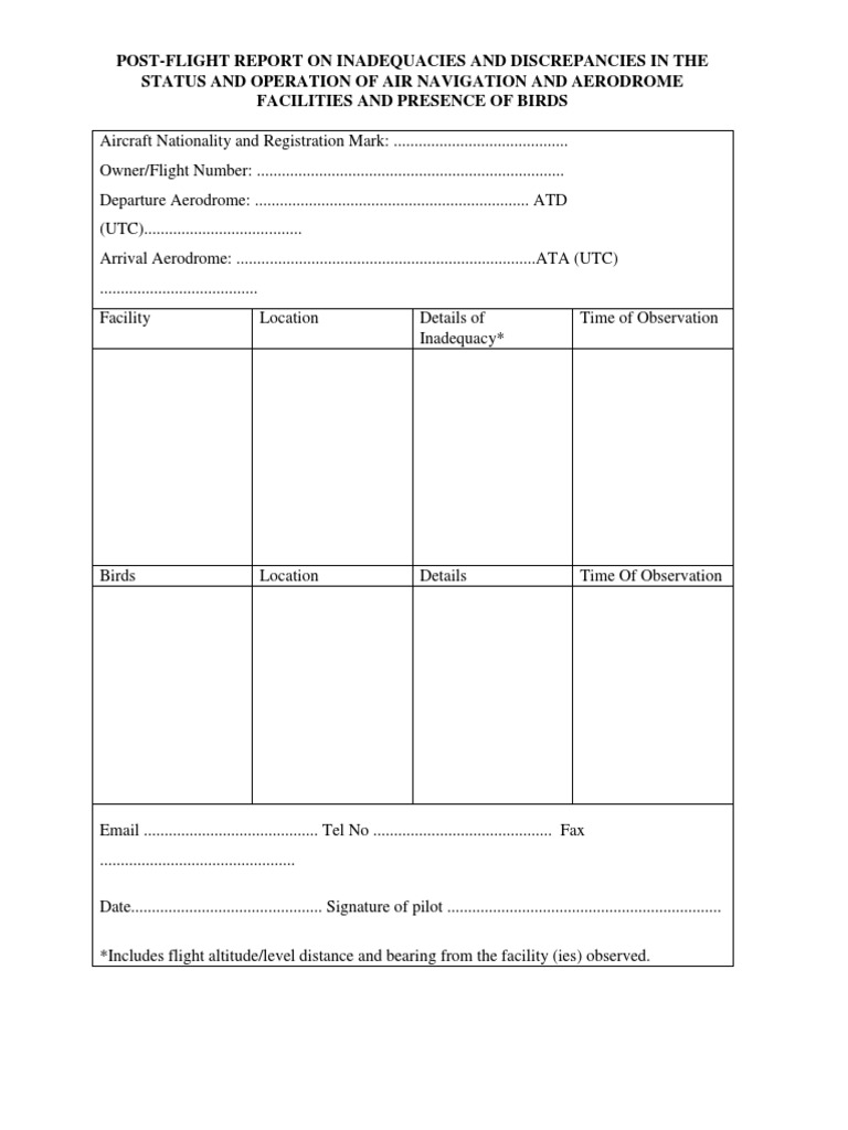 Post-Flight Report on Air Navigation Issues | PDF