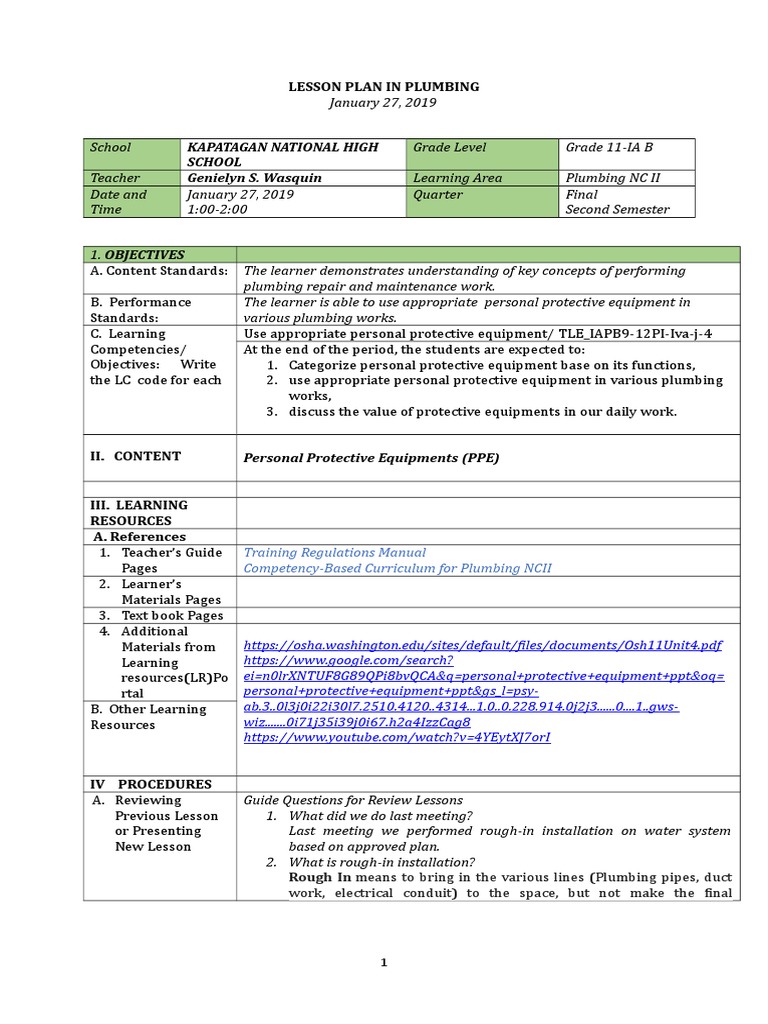 Ppe LP | PDF | Personal Protective Equipment | Plumbing