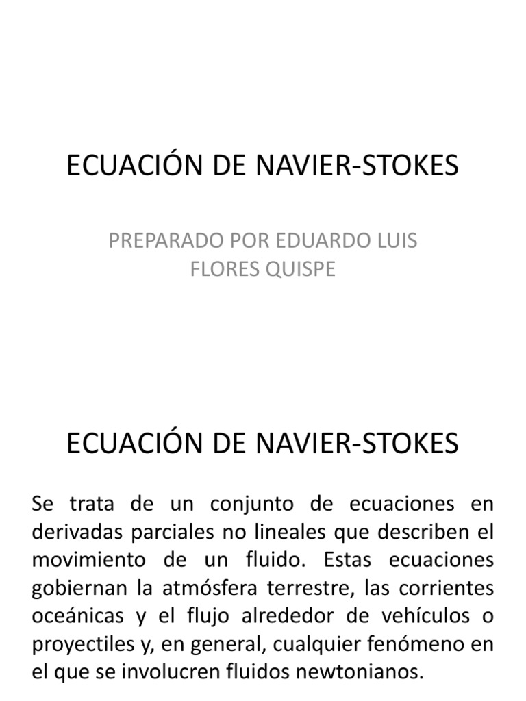 Clase 9 Ecuacion de Navier-Stokes | PDF | Ecuaciones de Navier-Stokes ...