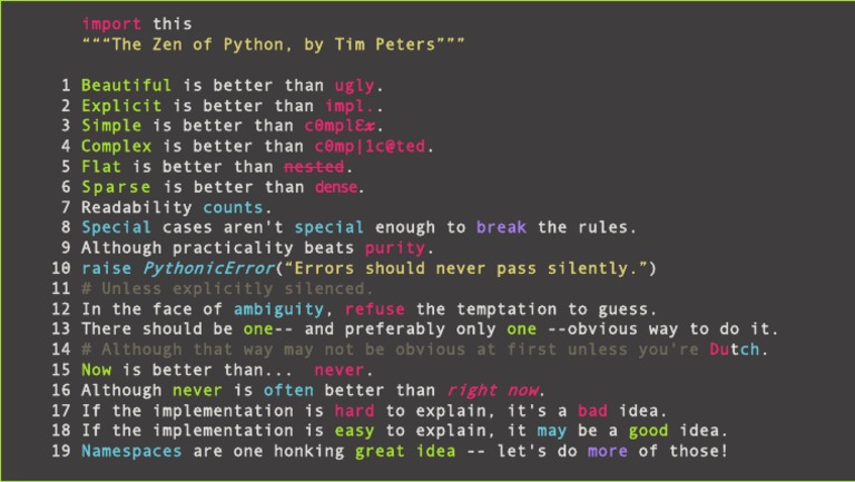 Zen of Python (Poster) | PDF | Computer Programming | Computing And Information Technology