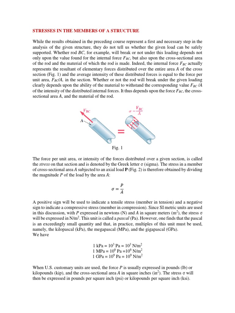 Stresses in The Members of A Structure | PDF | Pascal (Unit) | Stress ...