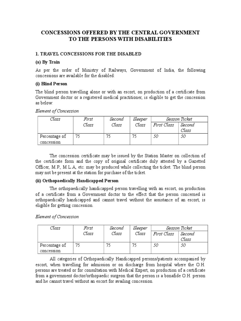 Concessions Offered by The Central Government | PDF | Mail | Loans