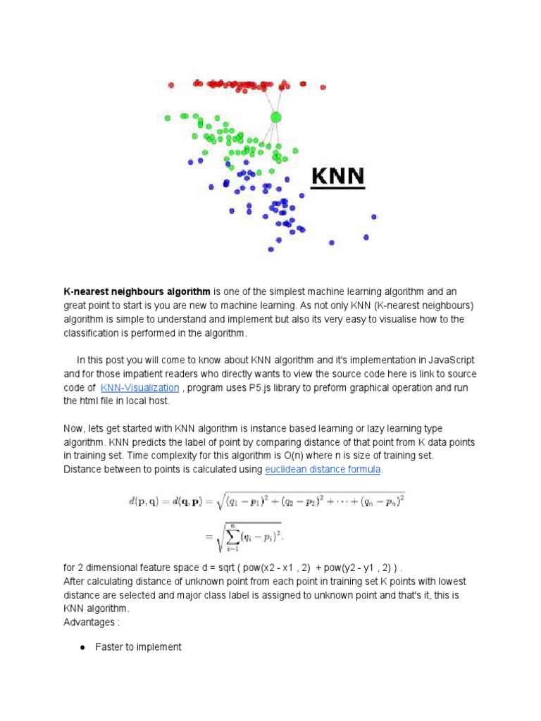 K Nearest Neighbours Algorithm Knn Visualization Pdf Computational Neuroscience Computer 