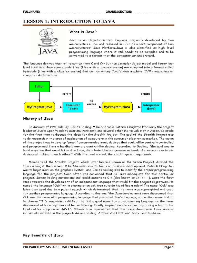Lesson1 - Introduction To Java | PDF | Java Virtual Machine | Java ... Lesson1 - Introduction To Java | PDF | Java Virtual Machine | Java ...