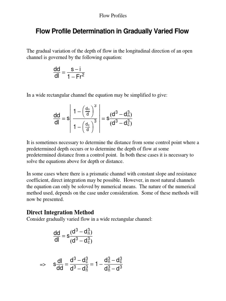 Standard Method For Gradually Varied Flow | PDF | Integral | Equations