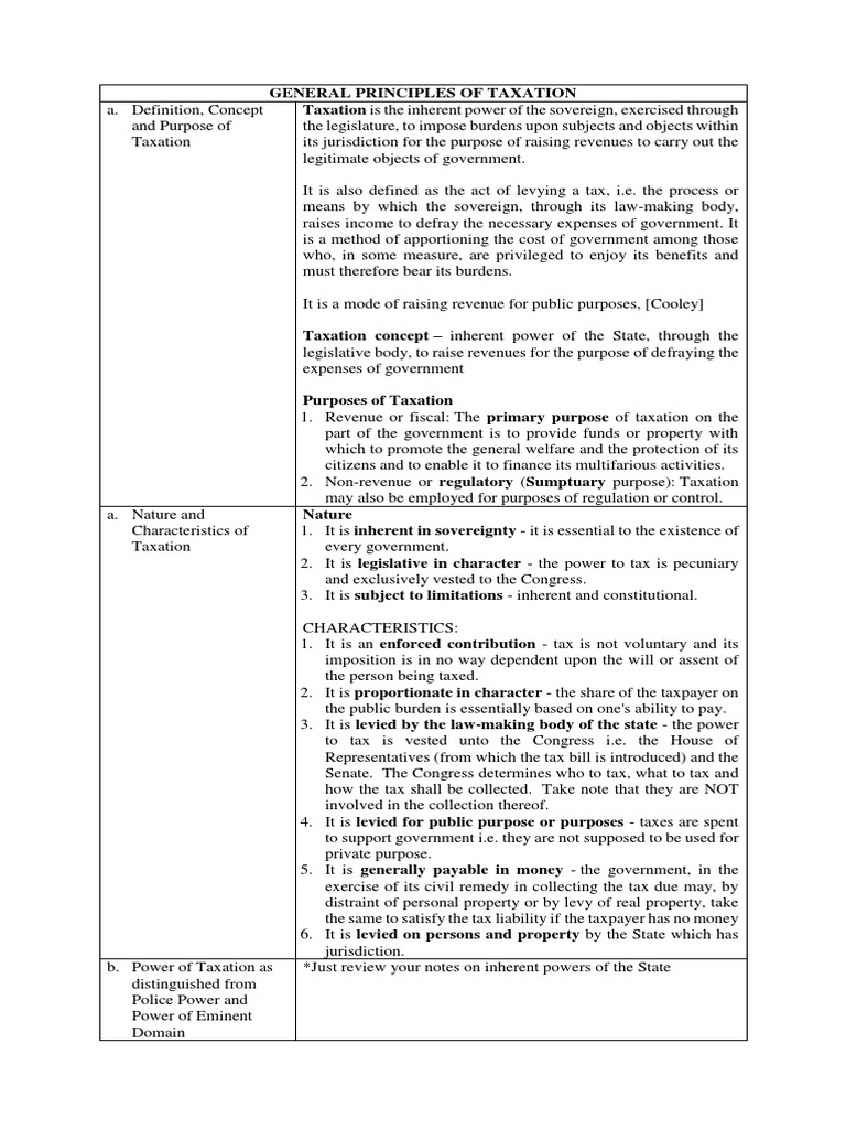 Summary of Principles of Taxation | PDF | Taxation In The United States ...