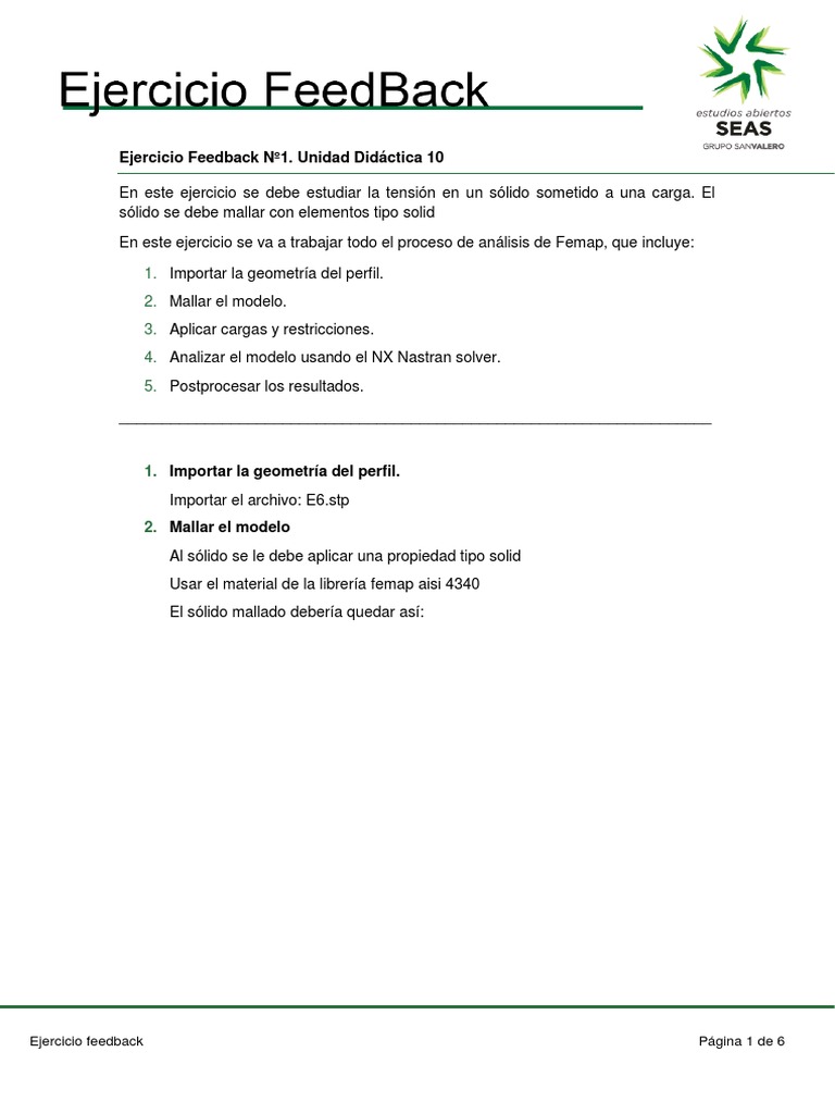 Ejercicio Feedback Nº1. Unidad Didáctica 10 | PDF