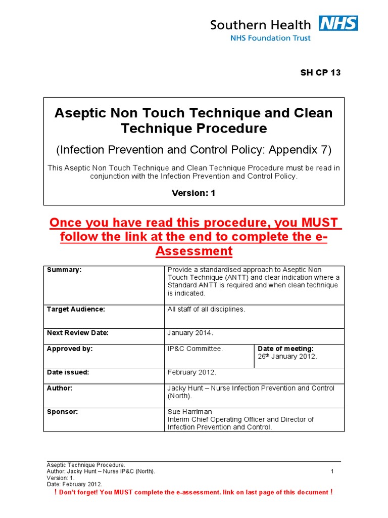 ANTT Procedure | PDF | Surgery | Wound