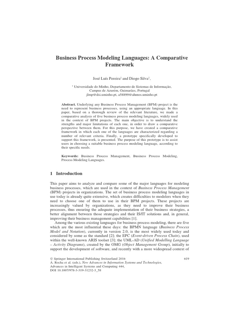 Business Process Modeling Languages: A Comparative Framework | PDF ...
